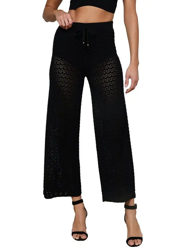 L'Agence Gaelle Pointelle Knit Pants - Black