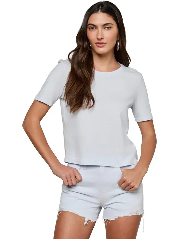 L'Agence Stormy Cropped T-shirt - Pale Mist Blue