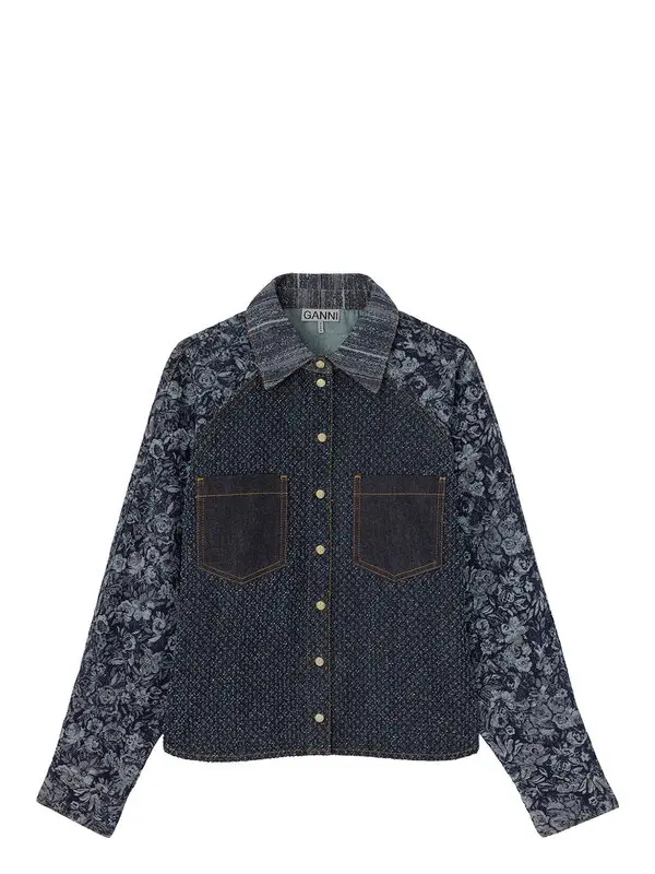 GANNI Floral Patchwork Shirt - Navy