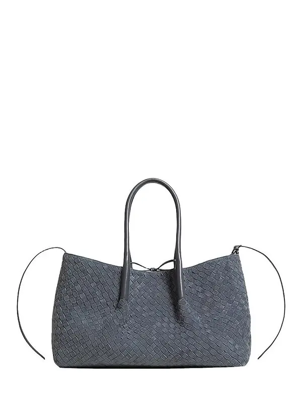 Bottega Veneta Pinacoteca Intrecciato Suede Reversible Tote - Cloudy Indigo