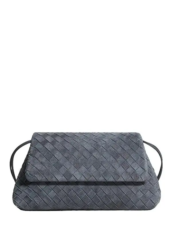 Bottega Veneta Intrecciato Suede Leather Pouch - Cloudy Indigo