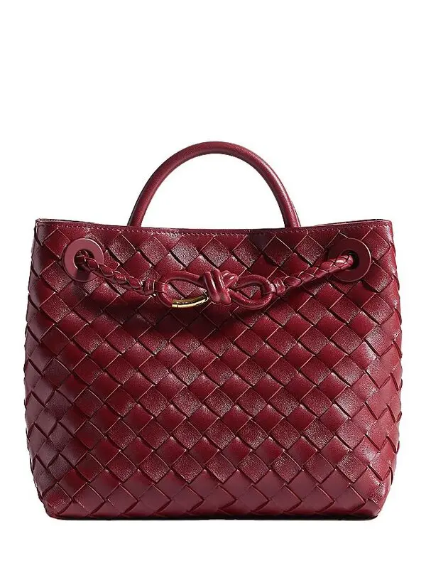 Bottega Veneta Small Andiamo Intrecciato Leather Shoulder Bag - Lava Red