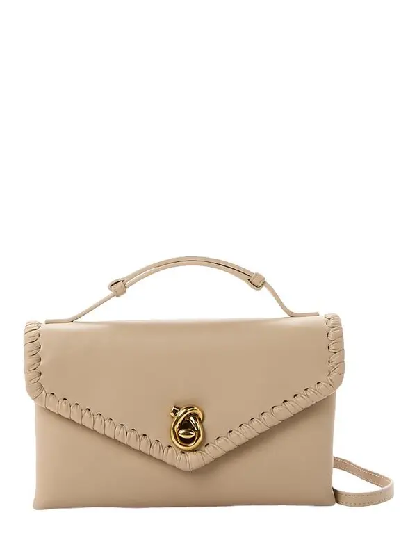 Bottega Veneta Knot Lock Intrecciato Leather Crossbody Bag - Ecru/muse Brass