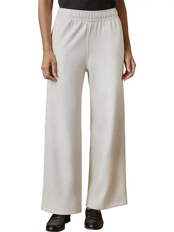 Faherty Brand Fleece Wide Leg Pants - Ice Grey Heather