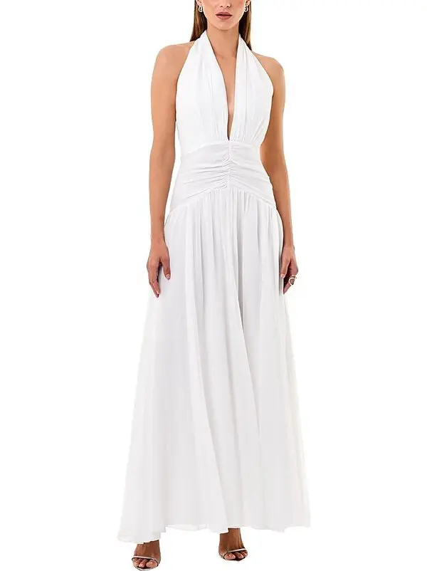 NICHOLAS Arella Halter Neck Dress - Ivory