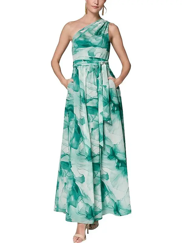 Donna Karan New York Printed Asymmetrical Gown - Lawn Multi