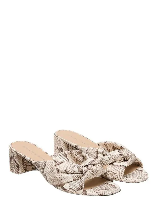 STUART WEITZMAN Soplaya Embossed Leather Slide Sandals - Cream