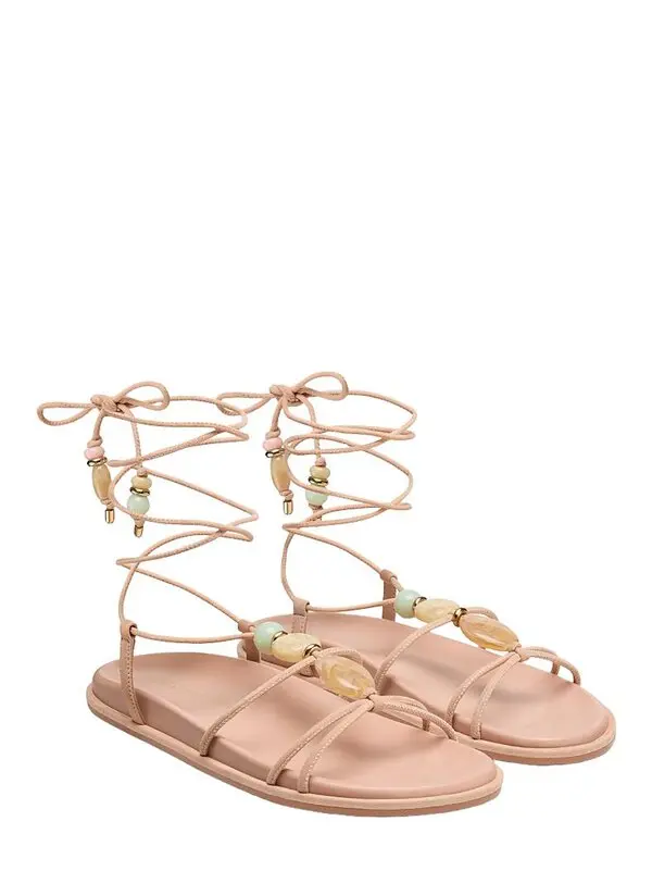 STUART WEITZMAN Vinnie Ankle Tie Sandals - Blushful