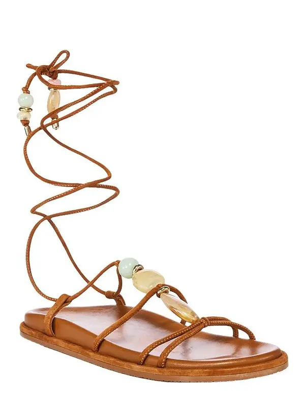 STUART WEITZMAN Vinnie Ankle Tie Sandals - Boho Tan