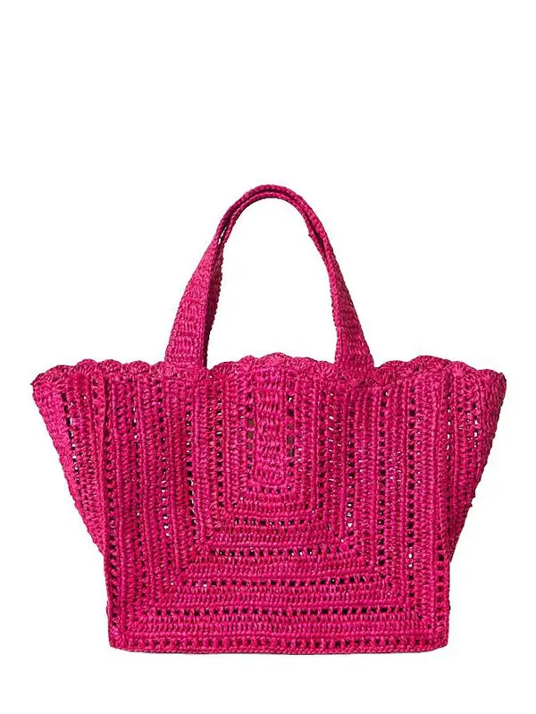 BTB LOS ANGELES Beth Large Raffia Tote Bag - Fuschia