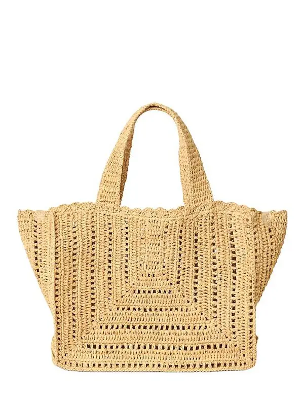 BTB LOS ANGELES Beth Large Raffia Tote Bag - Natural