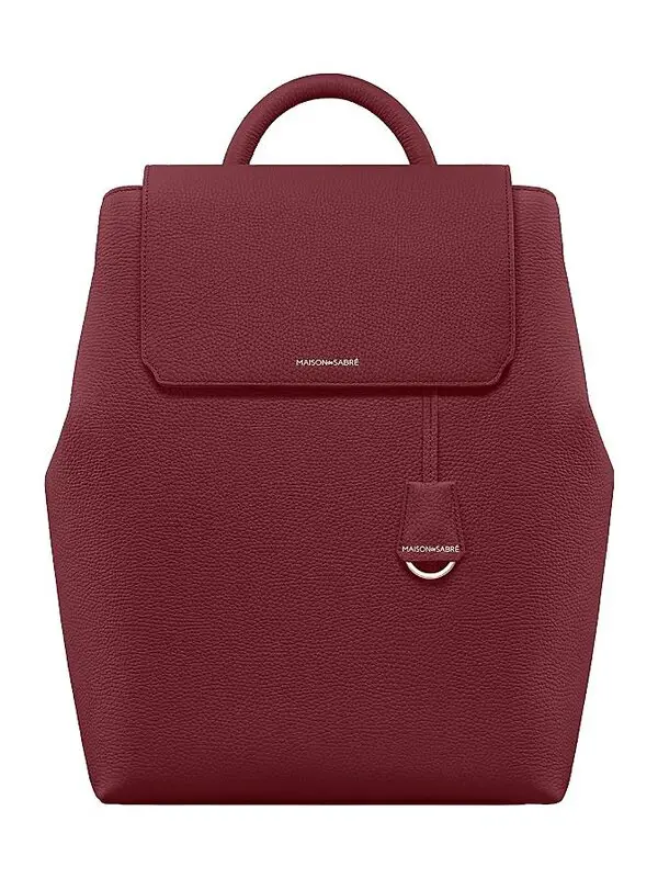MAISON DE SABRE Medium Leather Soft Backpack - Plum Red