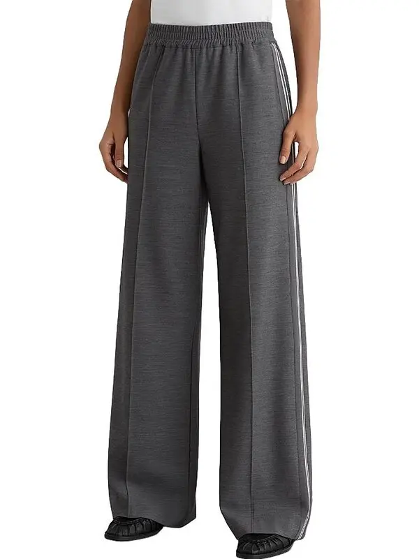 REISS Petites Marlow Pull-on Wide-leg Trousers - Grey