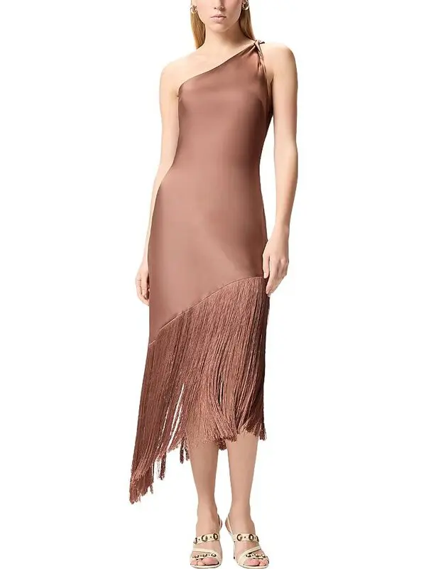 Pinko Kiwi Satin Fringe Dress - L