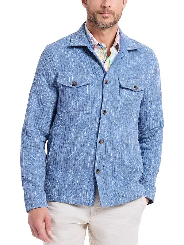 Robert Graham Shawell Woven Shirt Jacket - Blue