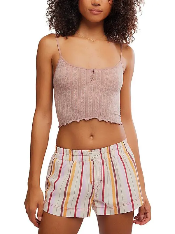 Free People Snap Into It Henley Crop Top - Elderberry Tea