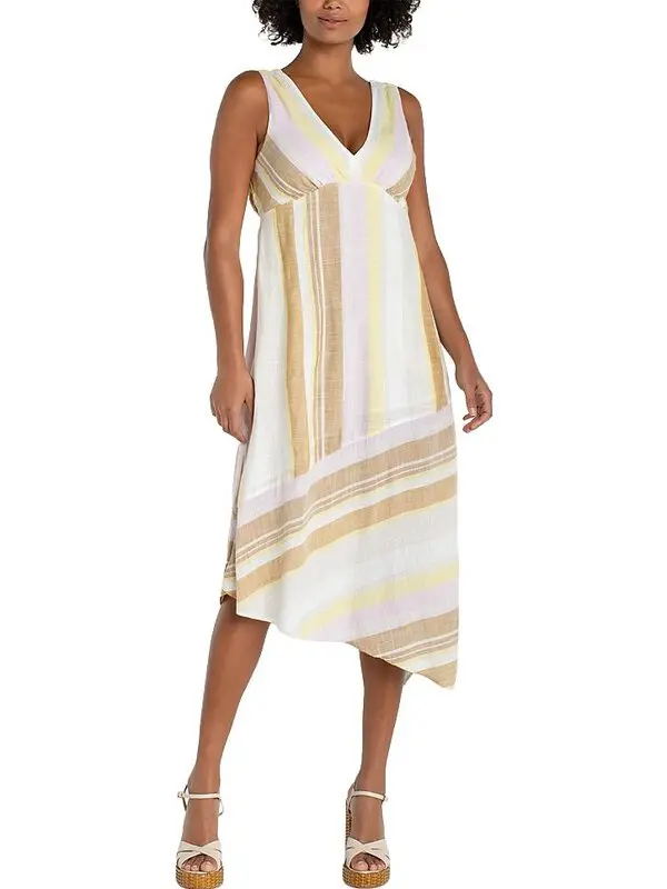 LIVERPOOL V-neck Handkerchief Hem Dress - Neapolitan