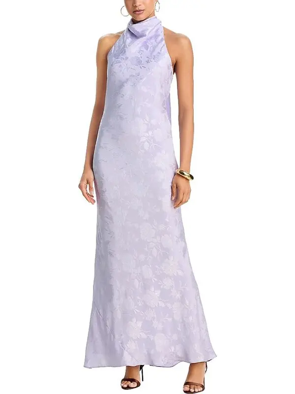Aqua Jacquard Cowl Neck Dress - Lilac