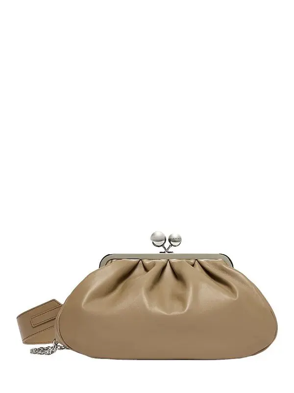 Max Mara Pasticcino Cubico Leather Clutch - Turtledove