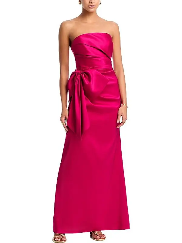 Aqua Mikado Strapless Gown - Cherry