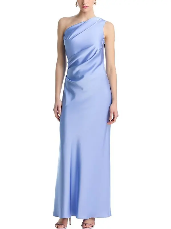Aqua One Shoulder Charmeuse Dress - Periwinkle