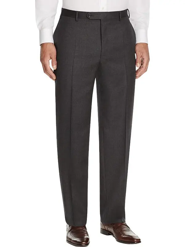 Canali Siena Wool Classic Fit Dress Pants - Charcoal