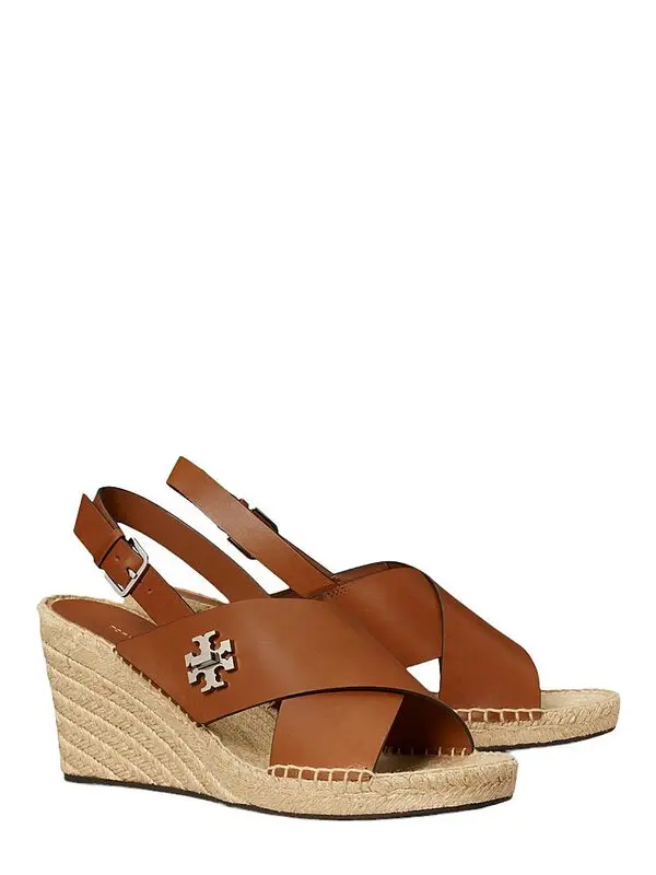 Tory Burch Turnlock Espadrille Wedge Sandals - Classic Cuoio