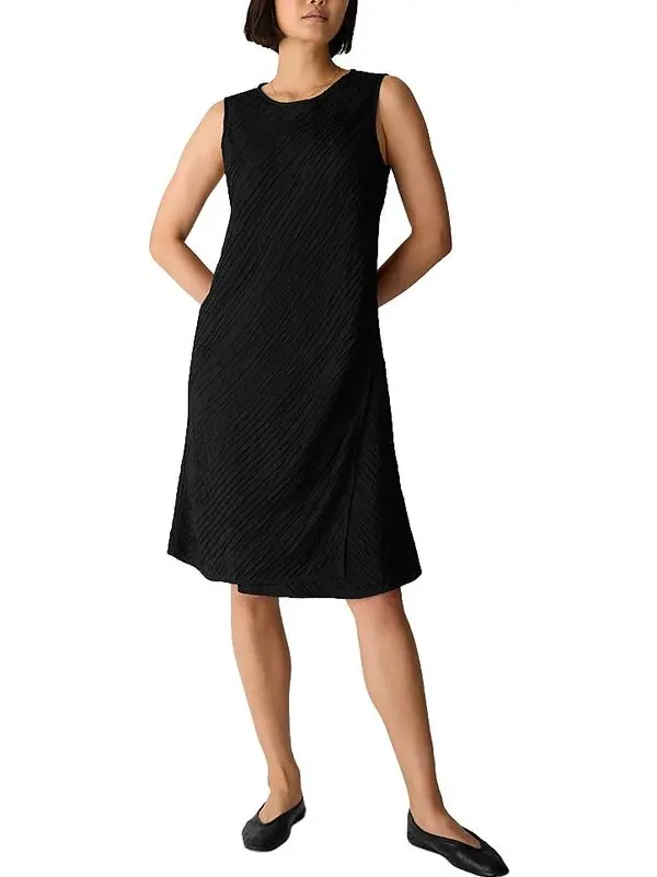 Eileen Fisher Round Neck Overlap Dress - Black