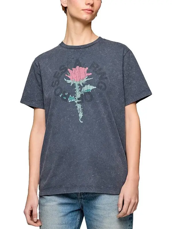 GANNI Jersey Rose Graphic T-shirt - Phantom