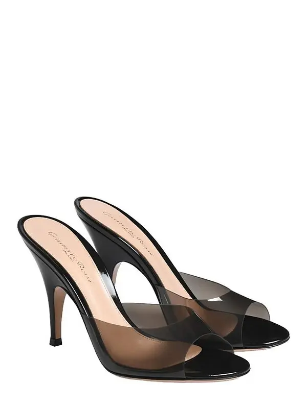 GIANVITO ROSSI Sofia 95 Mules - Black See-through Plexi