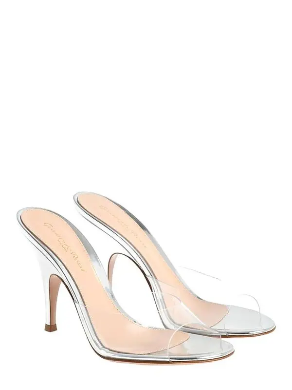 GIANVITO ROSSI Sofia 95 Mules - Silver See-through Plexi