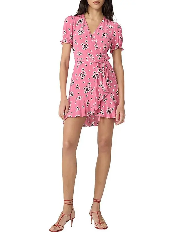 Diane Von Furstenberg Emilia Mini Dress - Island Orchid Mini Boquet Berry Kiss