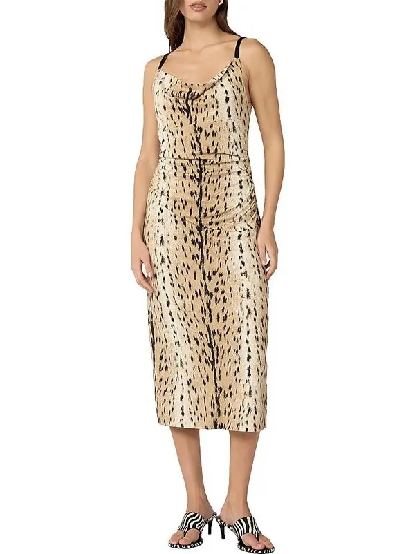 Diane Von Furstenberg Claudia Slip Dress - Leopard Fawn Neutral