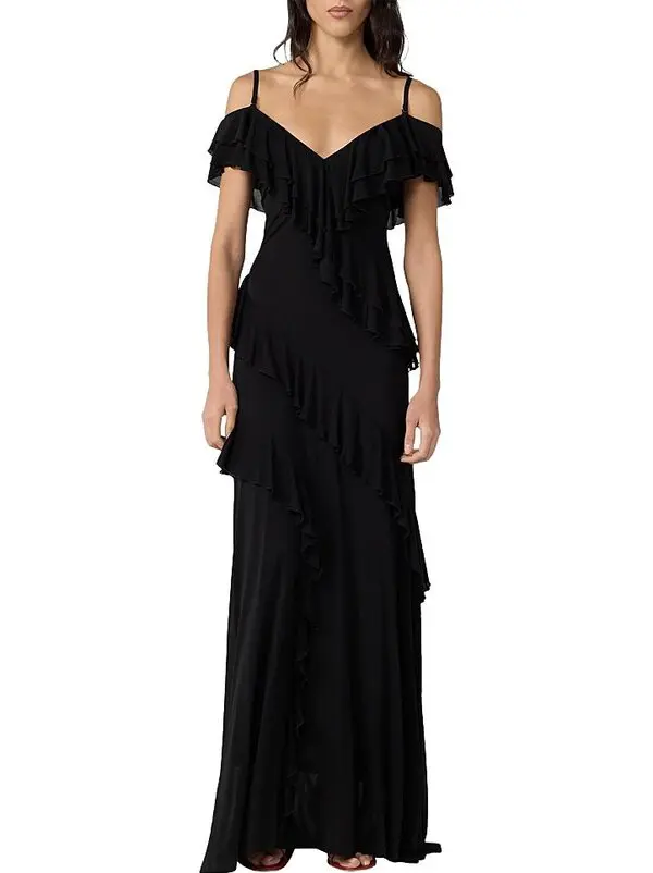 Diane Von Furstenberg Sofia Ruffled Maxi Dress - Black