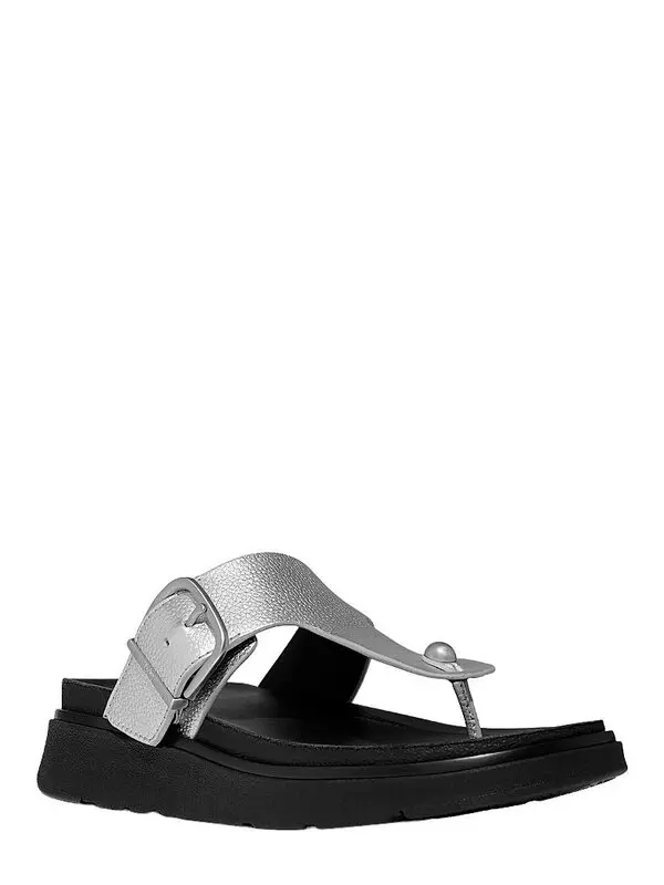 Fitflop Metallic Leather Thong Sandals - Silver