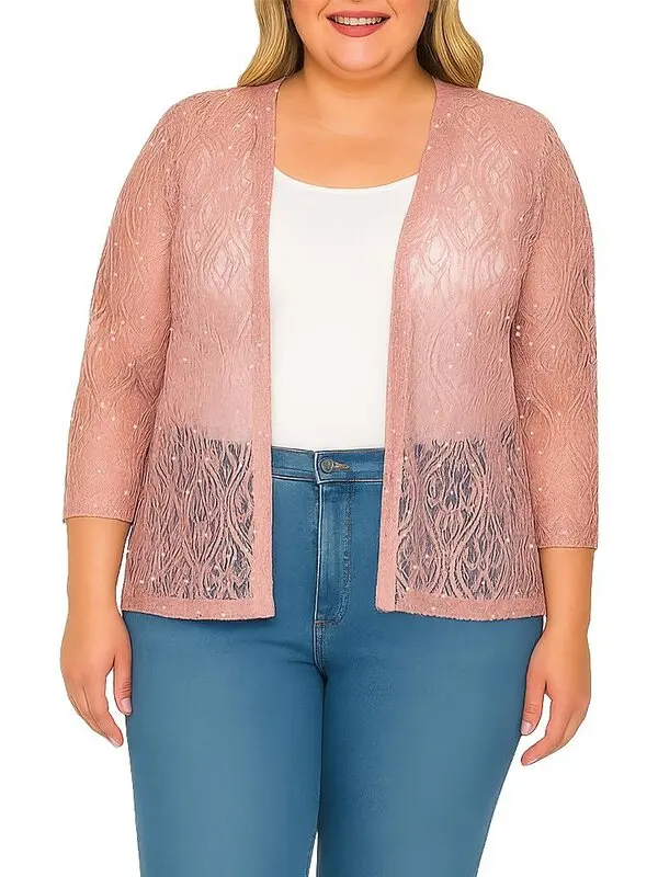STANDARDS & PRACTICES Embroidered Lace Sequin Shrug - Mauve