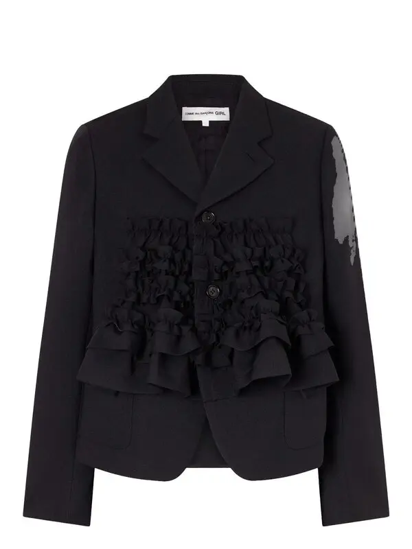 Comme Des Garçons Ruffled Gabardine Blazer - Black