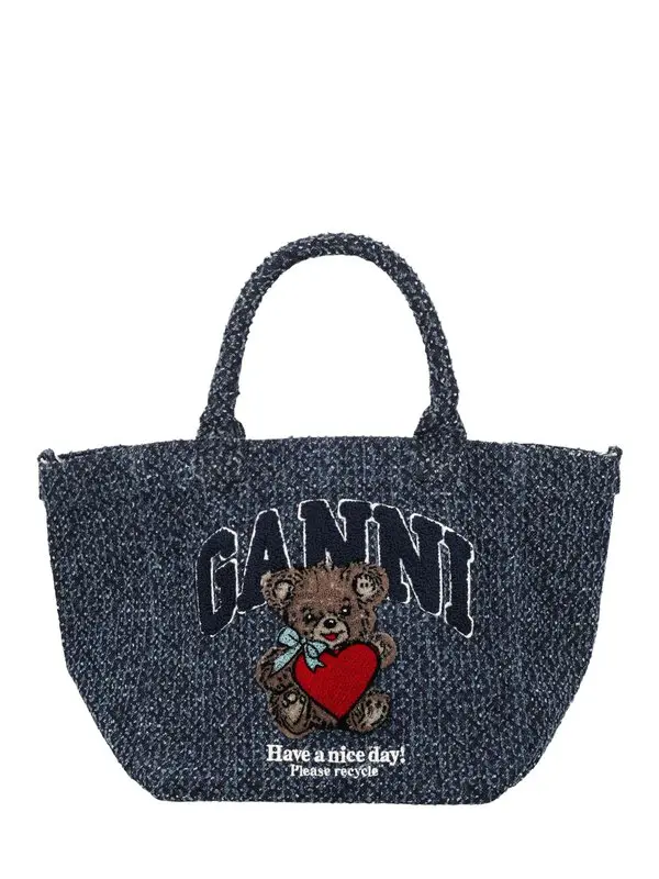 GANNI Tote Bag With Logo - Denim