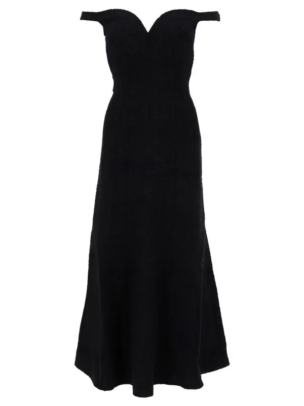 SELF-PORTRAIT Boucle Midi Dress - Black