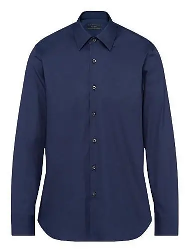 Prada Pearl-embellished Slim-fit Cotton-blend Shirt - Blue