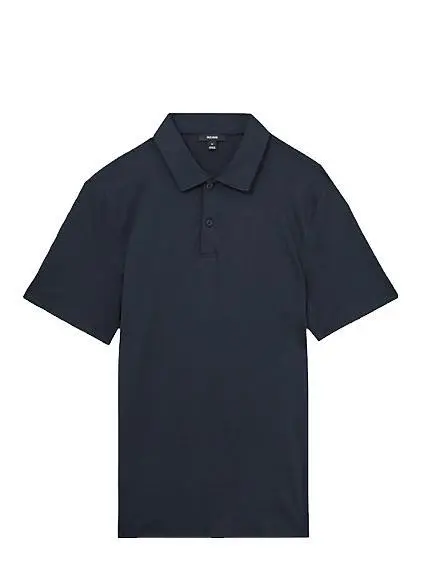 REISS Earl Airwater Slim-fit Cotton Polo - Navy