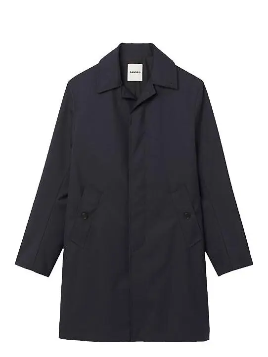 Sandro Collared Waterproof Shell Coat - Bleus