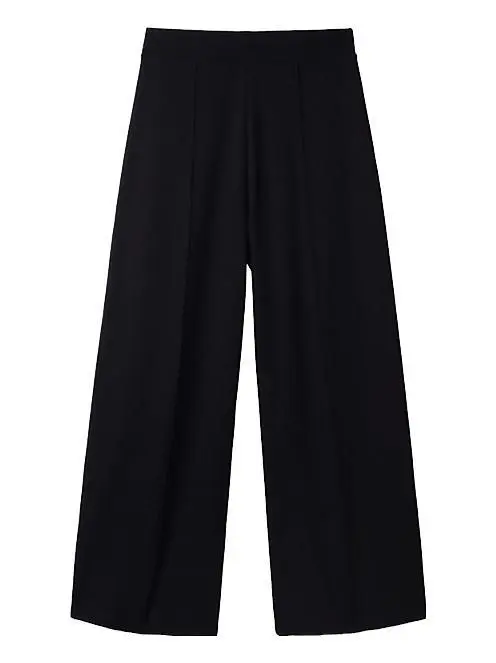 THE WHITE COMPANY Pleated High-rise Jersey Trousers - Black