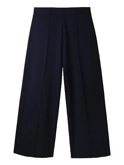 THE WHITE COMPANY Pleated High-rise Jersey Trousers - Navy