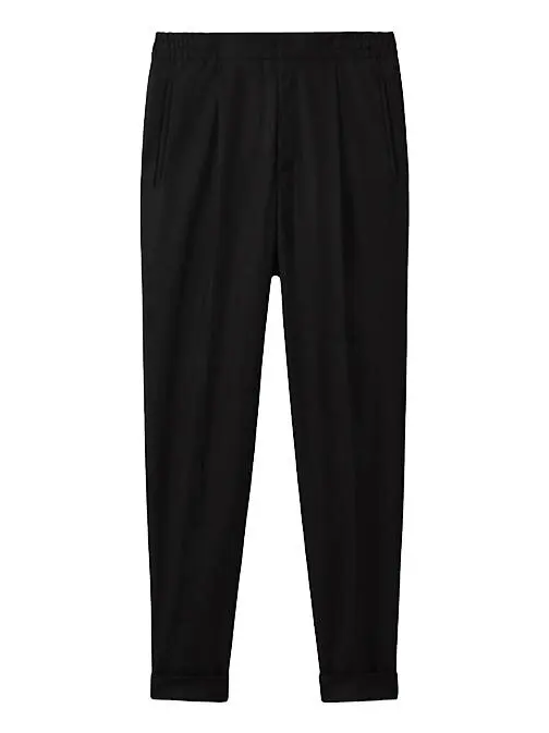 REISS Relaxed-fit Tapered Woven Trousers - Black