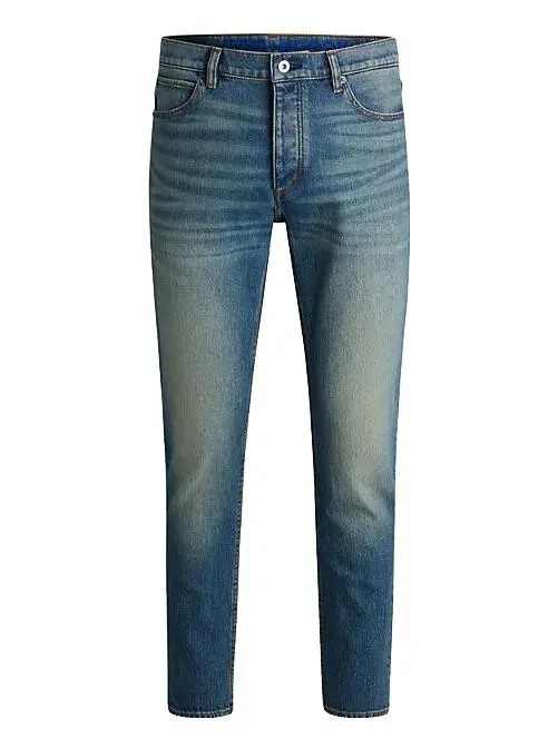 Hugo Tapered-leg Mid-rise Stretch-denim Jeans - Medium Blue