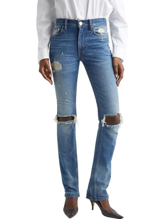 Brandon Maxwell The Riggs Ripped Cigarette Jeans - Indigo