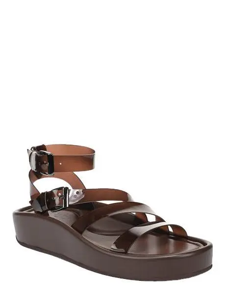 Naturalizer Platform Ankle Strap Sandals - Chocolate Bar Brown