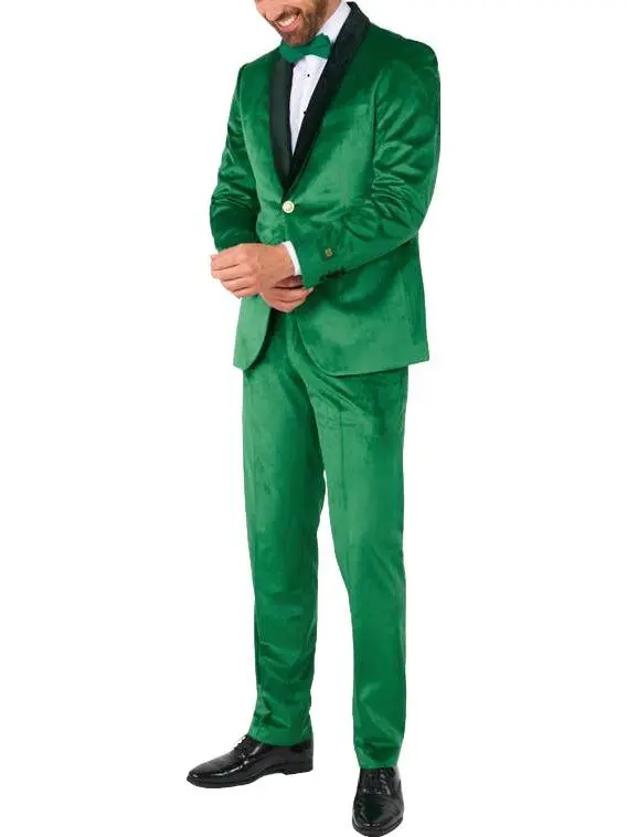 Opposuits Velvet Verdant Shawl Collar Tuxedo & Bow Tie - Green