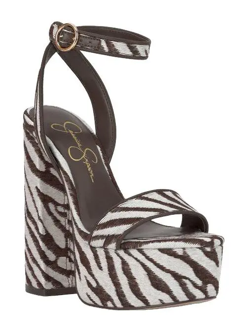 Jessica Simpson Axtyn Ankle Strap Platform Sandal - Ivory/brown
